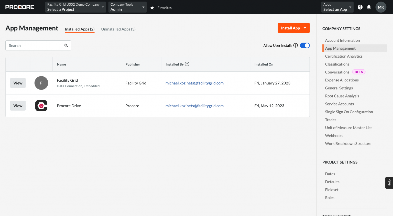Setting Up Facility Grid Issues Log Synchronization with Procore ...